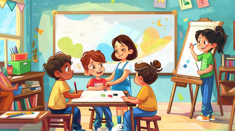 Diverse Students Engaged in a Vibrant Classroom with Teacher, Fostering ...