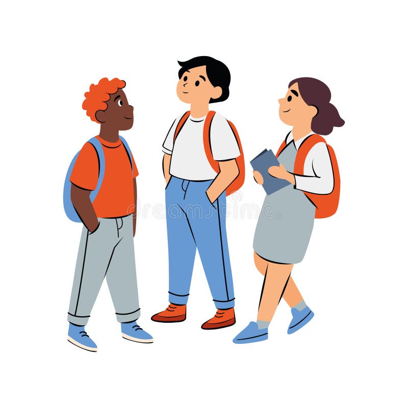 Diverse Students Talking Multicultural School Stock Vector ...