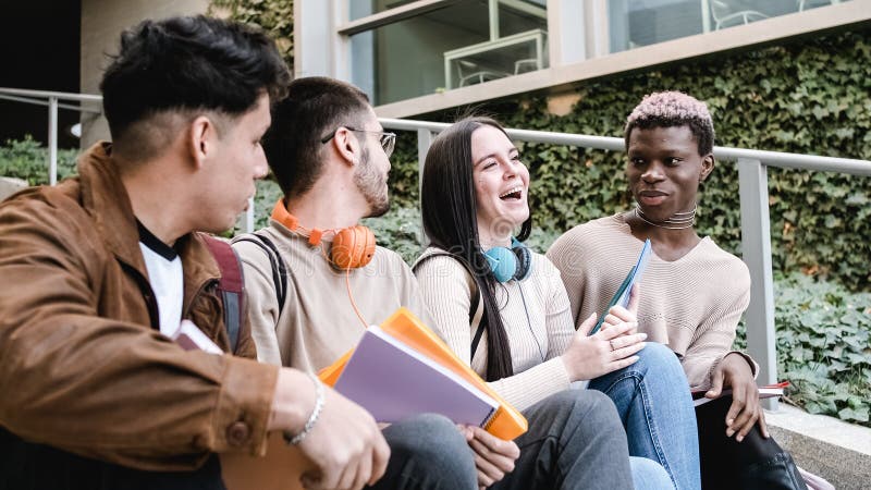 Diverse Students Talking after Studies Stock Photo - Image of college ...