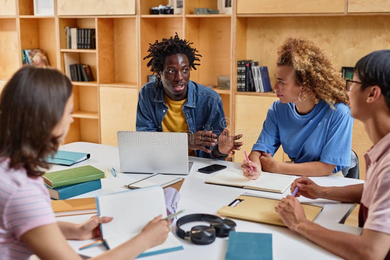 Diverse Students Working Together Stock Photo - Image of sitting ...