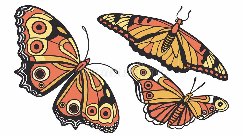 Butterfly Variations Set, Insect Vector Design Diverse Styles. Vector ...