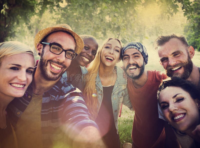 Diverse Summer Friends Fun Bonding Selfie Concept Stock Image - Image ...
