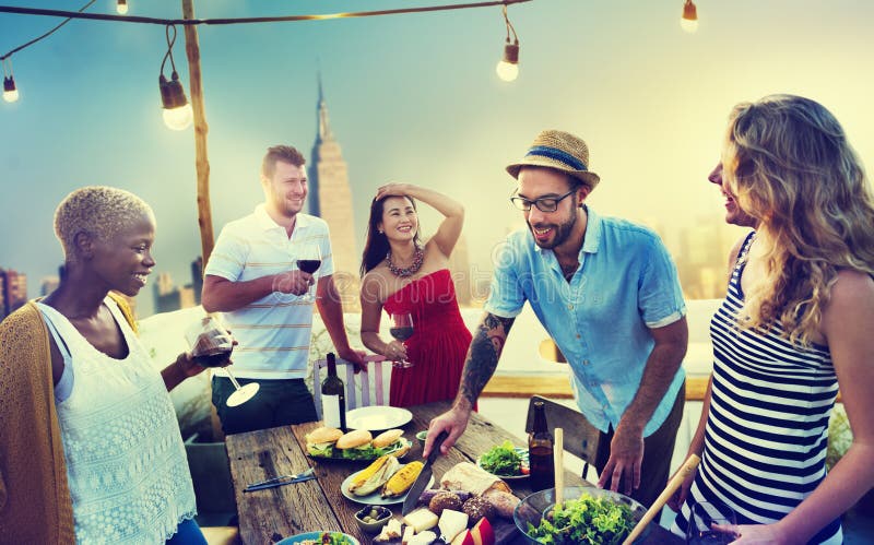 Diverse Summer Party RoofTop Fun Concept Stock Photo - Image of lights ...