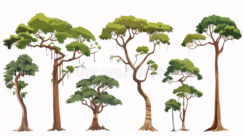 Diverse Teak Tree Silhouettes in Natural Setting Stock Vector ...