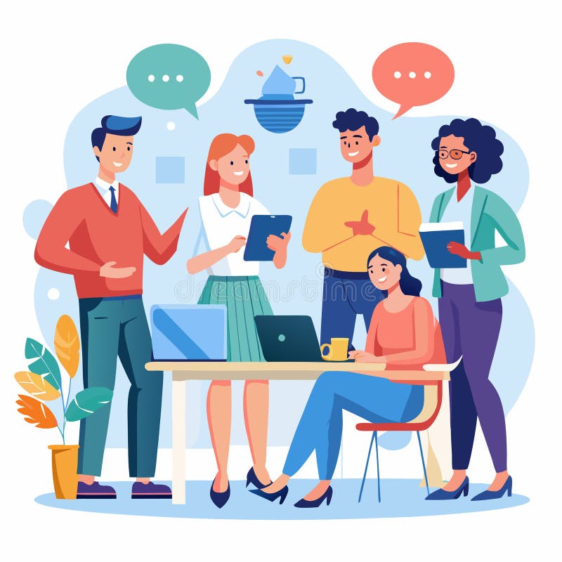 Diverse Team Brainstorming Ideas Around a Table, Using Laptops and ...