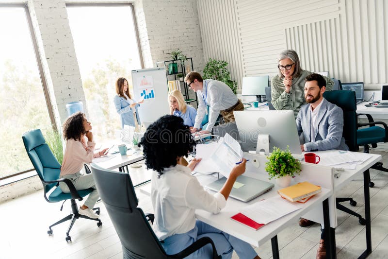 Group of Professional Colleagues Working Together at a Modern Office ...