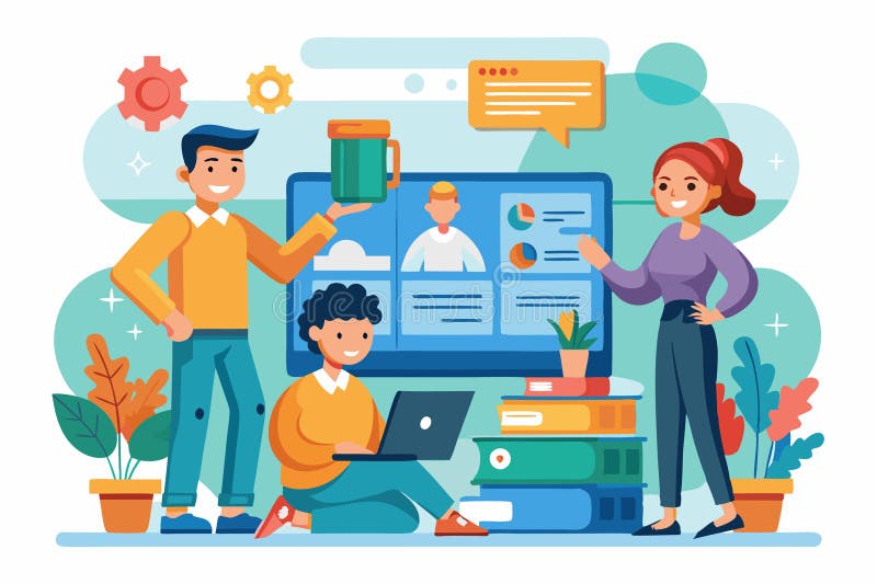 A Diverse Team Collaborates on a Digital Project, Showcasing Creativity ...