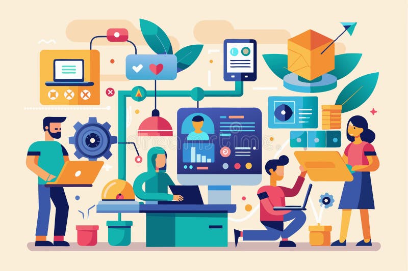 A Diverse Team Collaborates in a Vibrant Workspace, Showcasing the ...