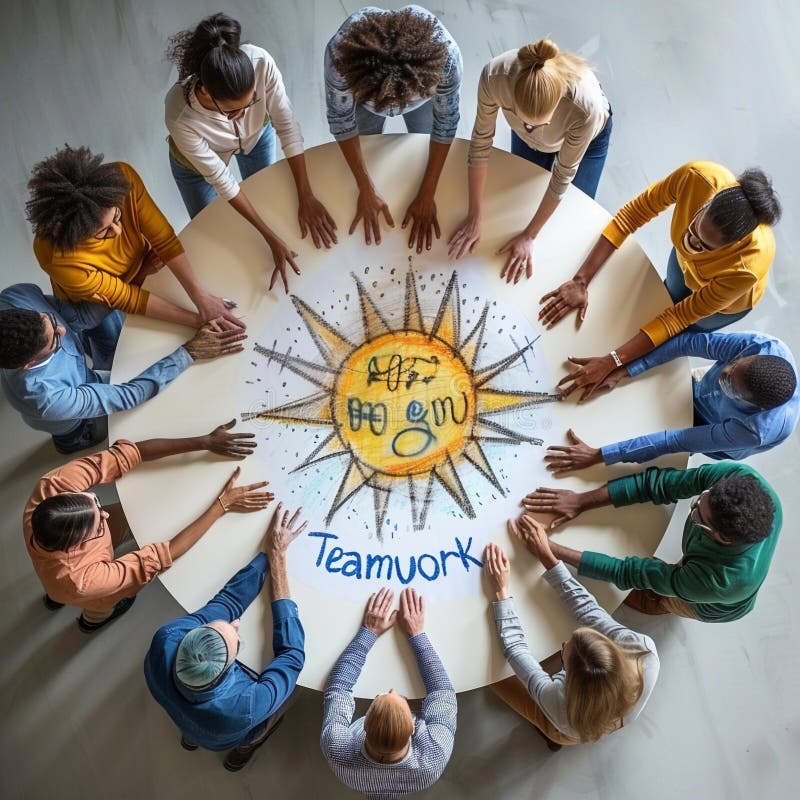 Diverse Team Collaborating Around a Table, Symbolizing Teamwork Stock ...