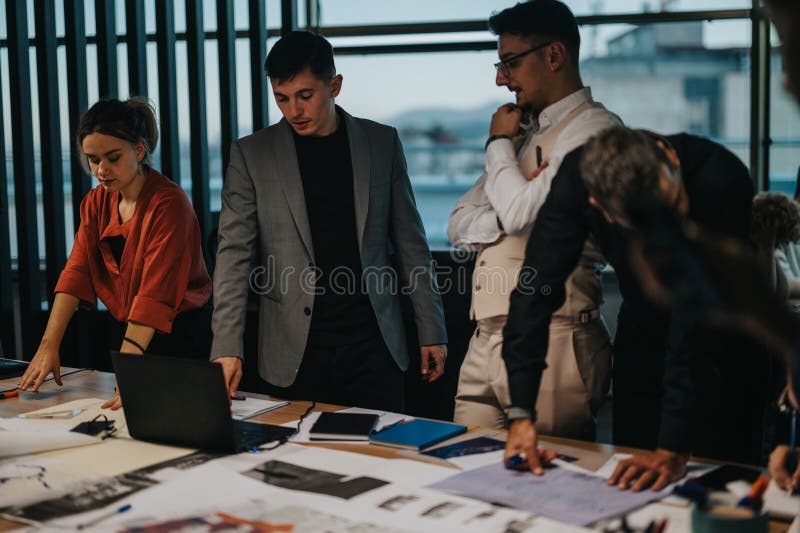 Diverse Team Collaborating on Business Project in Modern Office Stock ...