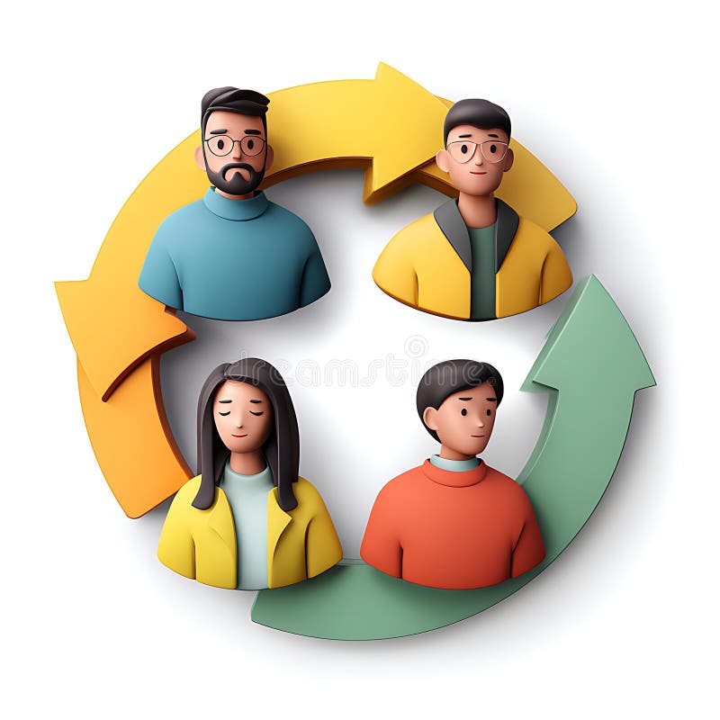 Diverse Team Collaborating in a Continuous Cycle of Growth Stock ...