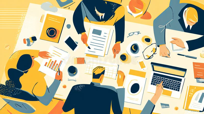 Diverse Team Collaborating at Desk Stock Image - Image of office ...