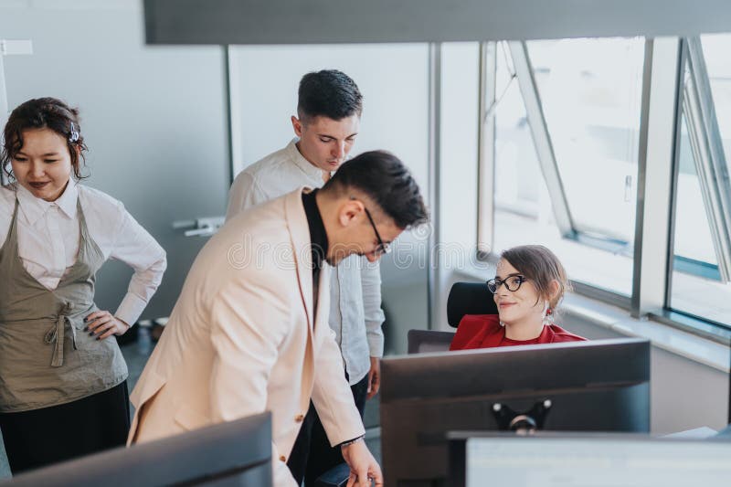 Inclusive Office Work Environment Diverse Employees Collaborating Stock ...