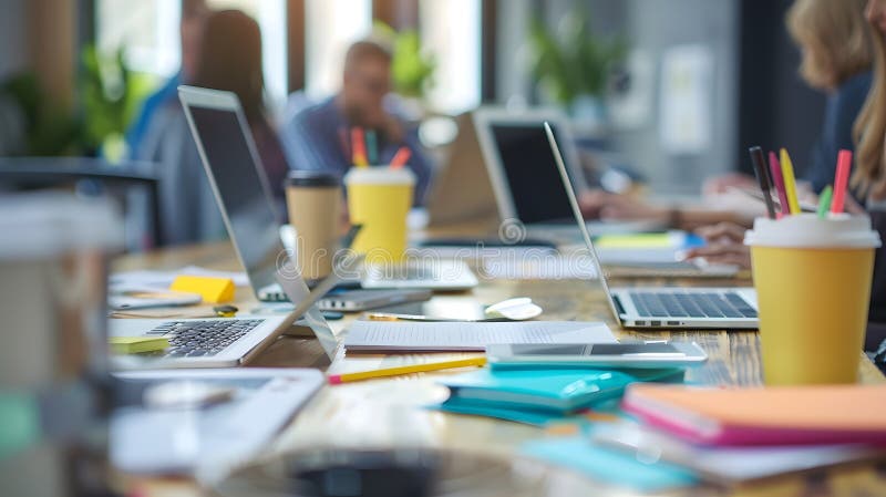 Diverse Team Collaborating in Modern Office Setting Stock Illustration ...