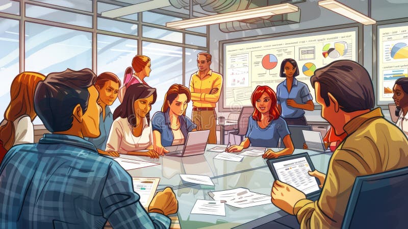 Diverse Team Collaborating in Modern Office, Using Technology and ...