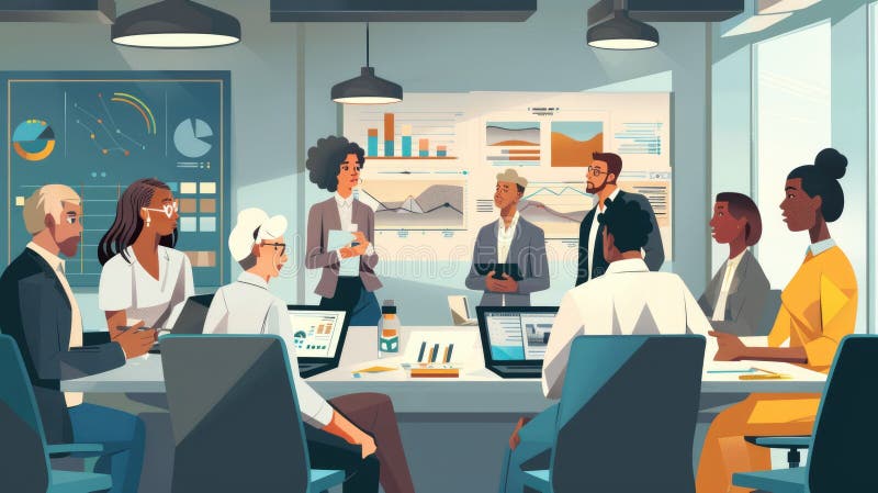 Diverse Team Collaborating in Modern Office, Using Technology and ...