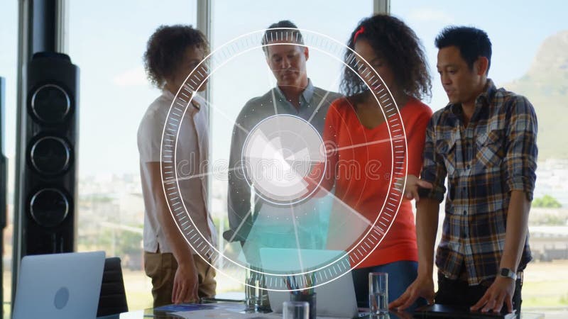 Diverse Team Collaborating at Office with Digital Target Animation ...