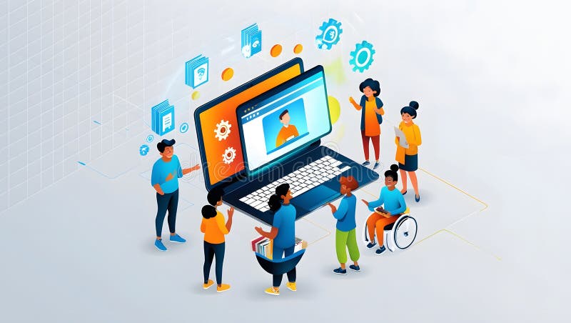 Diverse Team Collaborating in a Virtual Meeting Environment Stock ...