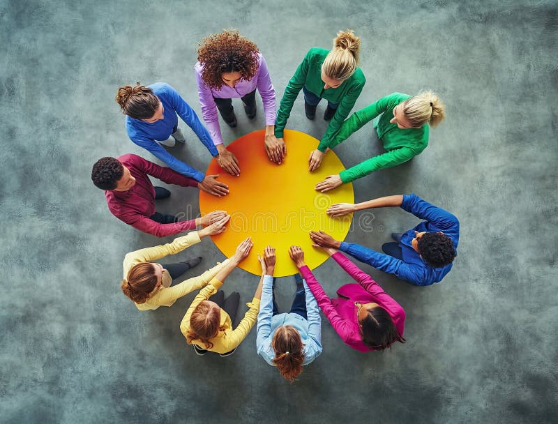 Diverse Team Collaboration Circle Stock Illustration - Illustration of ...