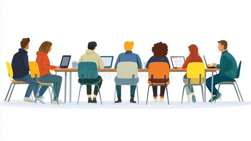 Diverse Team Collaboration Pixel Art Illustration AI-generated. Stock ...