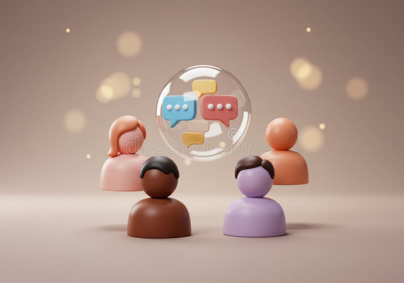 Diverse Team Communication Concept with 3d Avatars and Speech Bubbles ...