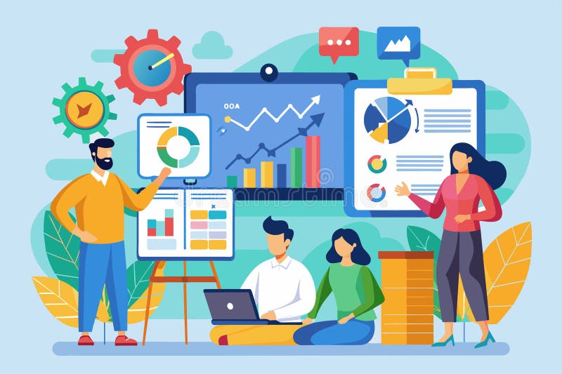 A Diverse Team Conducts a Work Presentation Focused on Time Trends ...