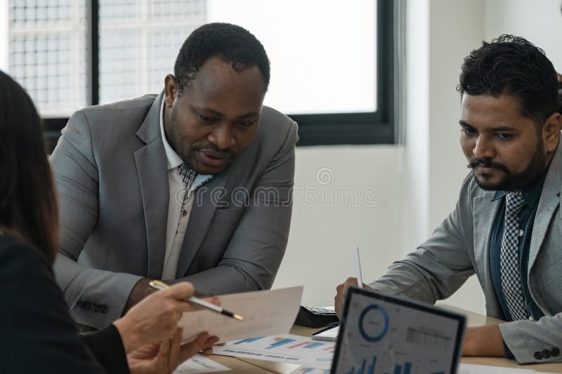 Diverse Team Different and Data with Sales Strategy at Office. Talk ...