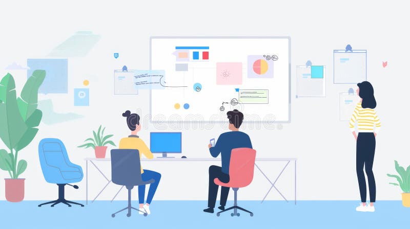 Team Brainstorming in a Modern Office Setting Using Digital Tools and ...