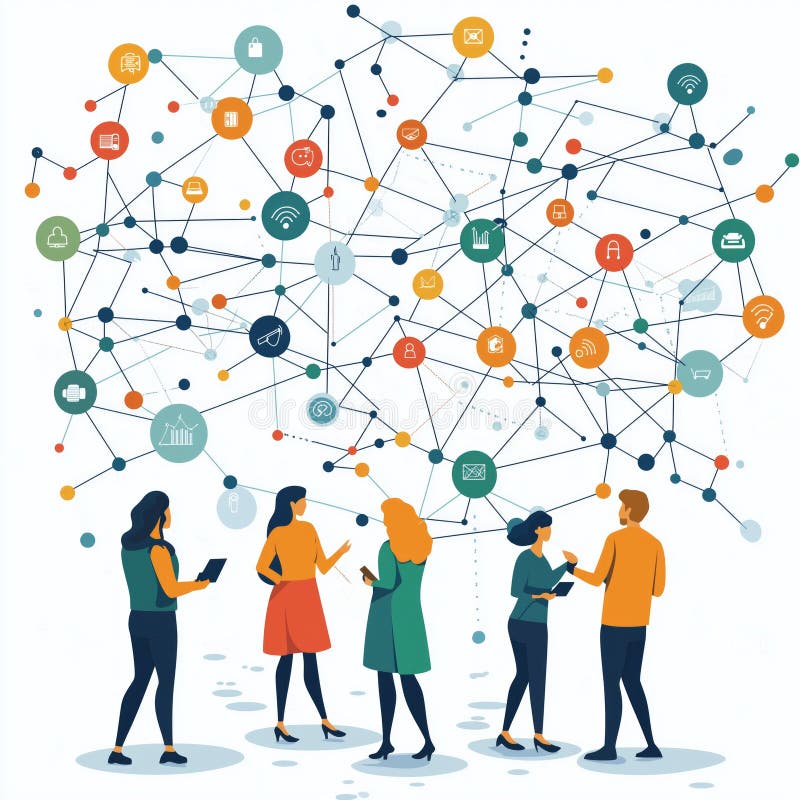 Diverse Team Engaging in Digital Network Conceptual Art Stock Photo ...