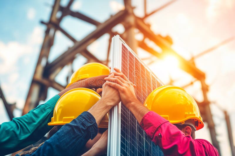 Engineers and Architects Collaborating To Install Solar Panel Under ...