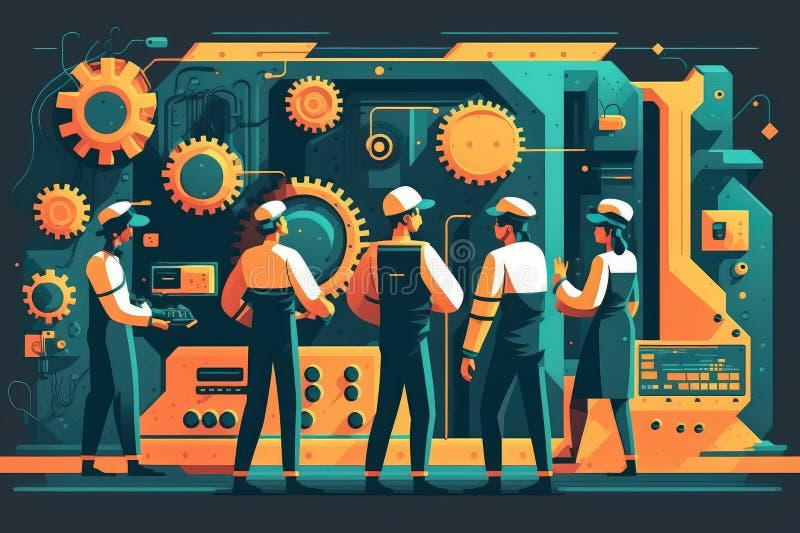 Diverse Team of Engineers Collaborating To Assemble Futuristic Machines ...