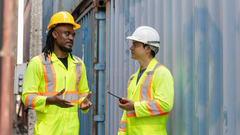 Diverse Team of Engineers Working in Industrial Shipping Yard, Engineer ...