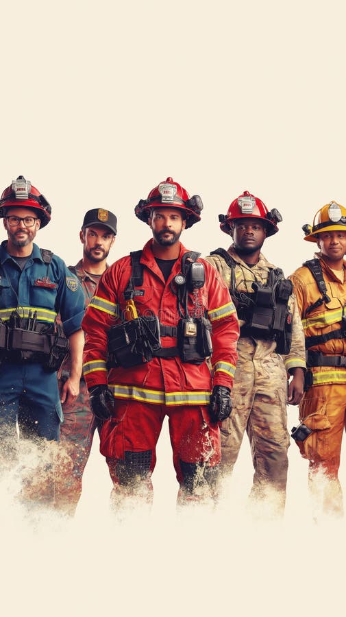 Diverse Team of First Responders Standing Proudly during a Training ...