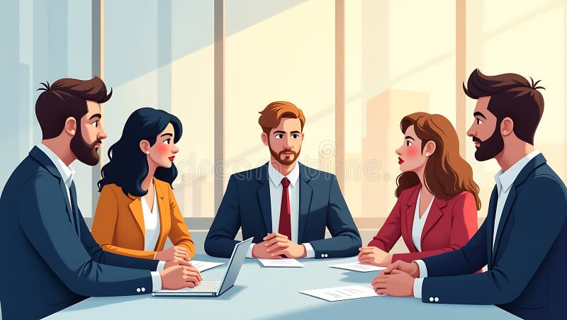 A Diverse Team in a Focused Business Meeting Brainstorming Innovative ...