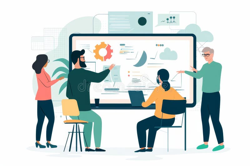 A Diverse Team of Four People are Working Together on a Project ...