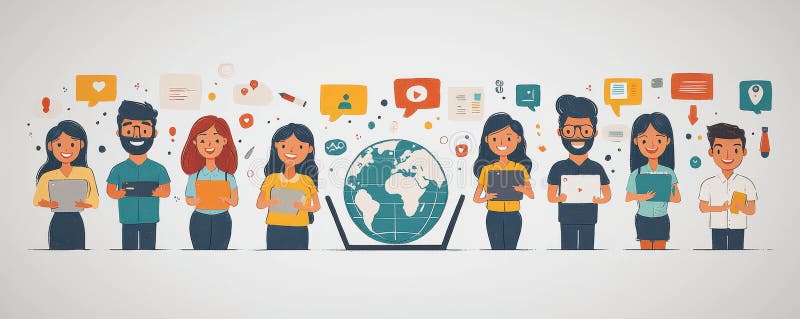 Diverse Team Gathered Around Technology, Sharing Ideas, Connecting ...