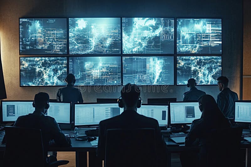 Diverse Team of Government Agents Working at Mission Control Center ...