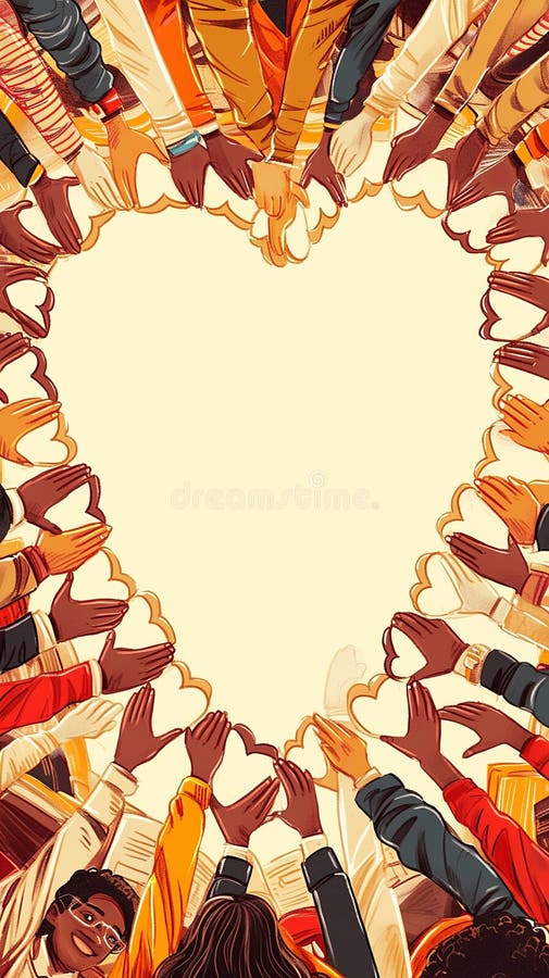Diverse Team Hands Forming a Heart Shape Unity and Love Stock ...