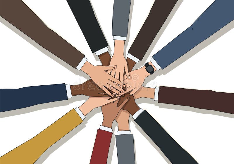 Diverse Team Hands Together Stock Illustration - Illustration of text ...