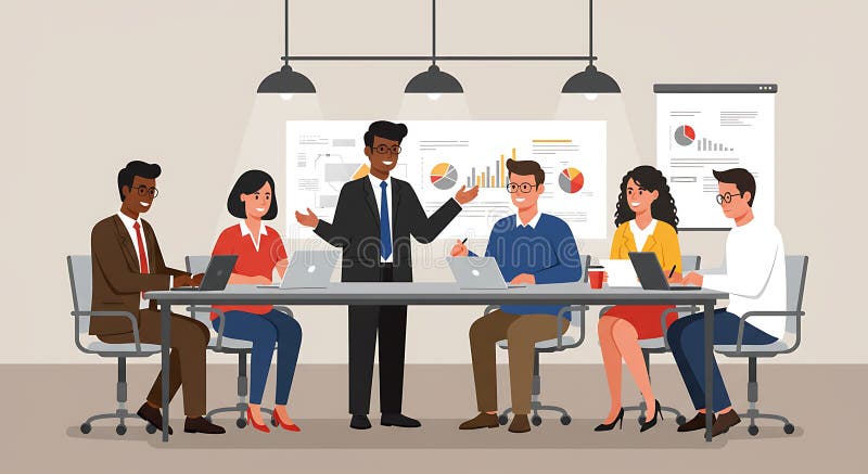 Diverse Team Meeting: Data Analysis Presentation in a Modern Office ...