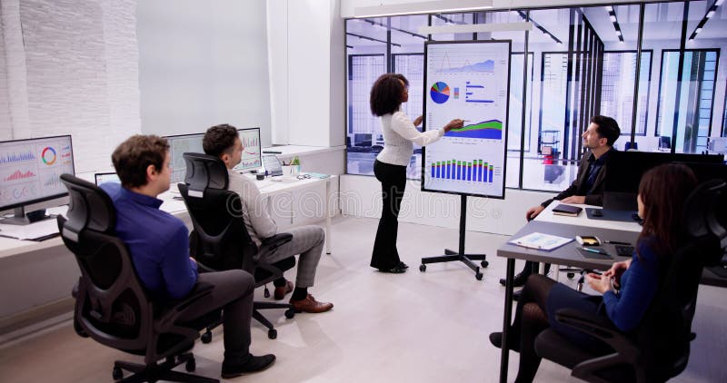 Diverse Team Meeting with TV Screen Stock Image - Image of people ...