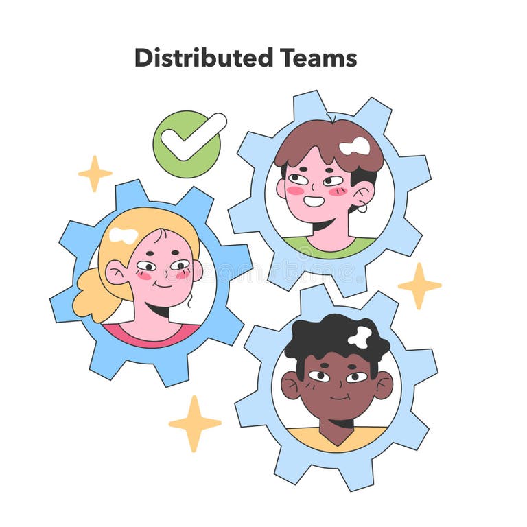 Diverse Team Members in Cogwheels Represent Collaboration in Distributed Stock Vector ...