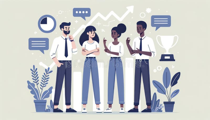 Diverse Team Members in Flat and Minimalistic Design AI Generated Stock ...