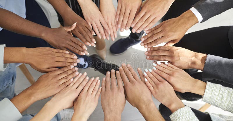 Diverse Team of People Joining Hands in Circle As Illustration of ...