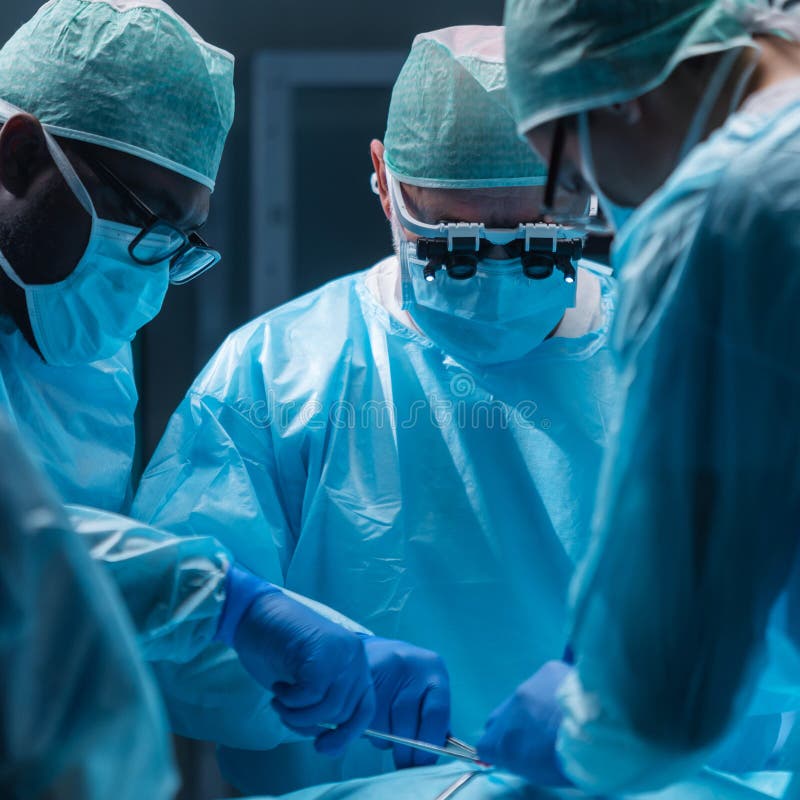 Team of Medical Doctors Performs Surgical Operation in Modern Operating ...