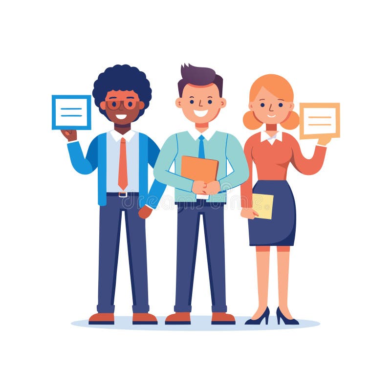 Diverse Team of Professionals Standing Together Showing Documents and ...