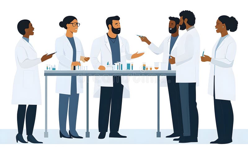 Diverse Scientists in Lab stock illustration. Illustration of discovery ...