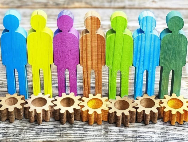 Diverse Team Standing on Gears Representing Successful Teamwork Stock ...