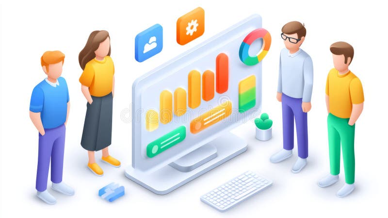 Diverse Team Working with AI Dashboard Analyzing Business Performance ...