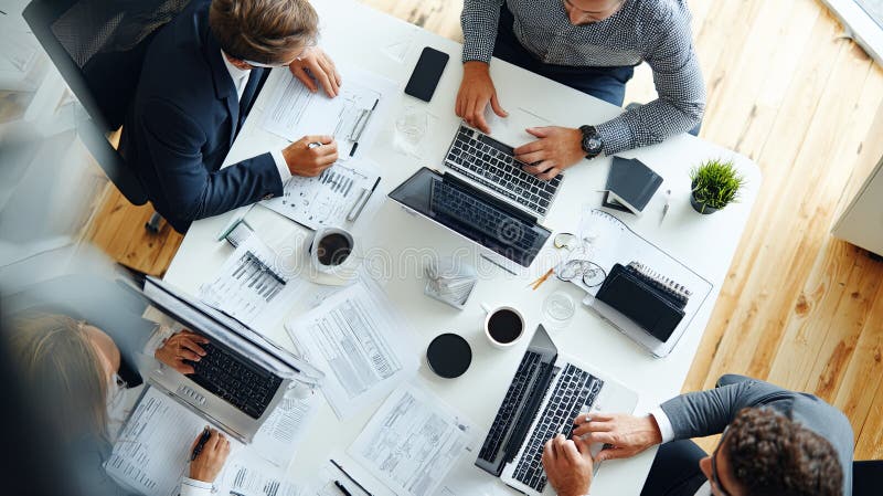 Diverse Team Working on Laptops Together Stock Image - Image of modern ...